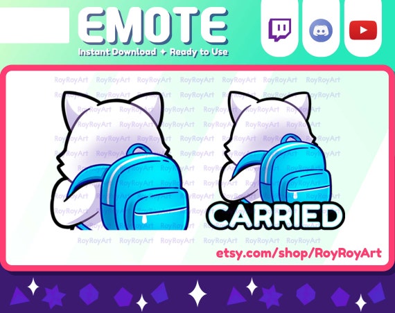 Twitch Emote White Cat Carried Carry Emote / Sub Emoji - Etsy