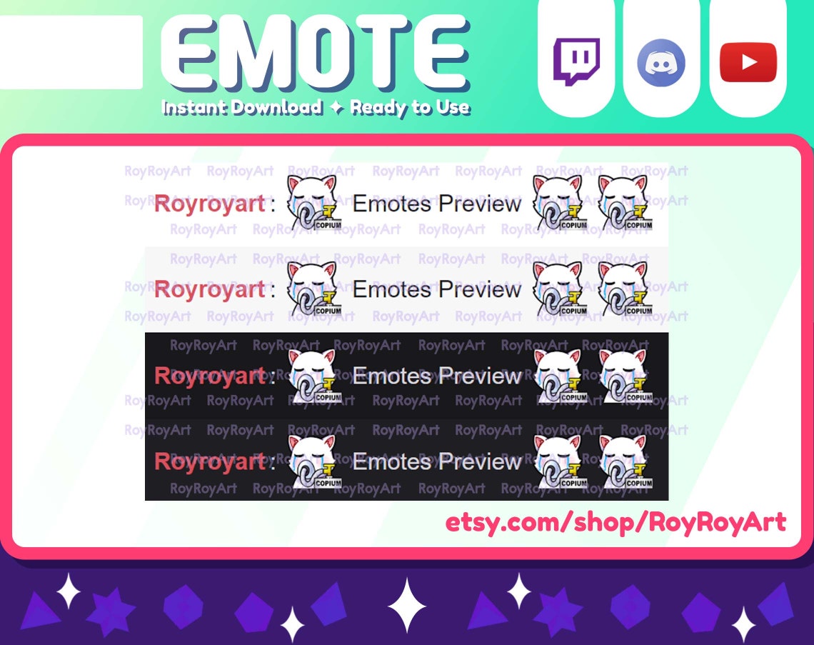 Twitch Emote - White Cat Copium Emote / Sub Emoji - Etsy