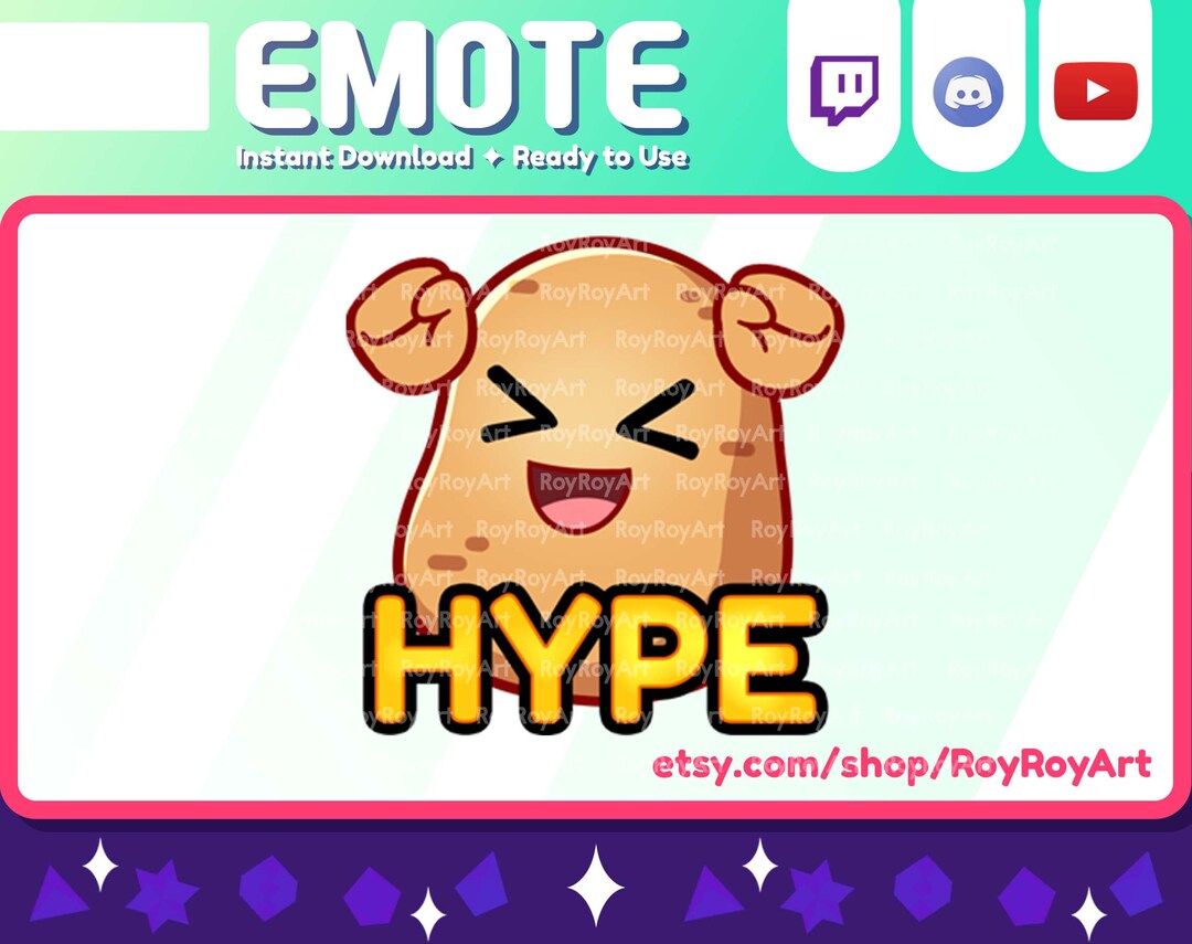 Twitch Emote - Cute Potato Hype Emote / Sub Emoji - Etsy