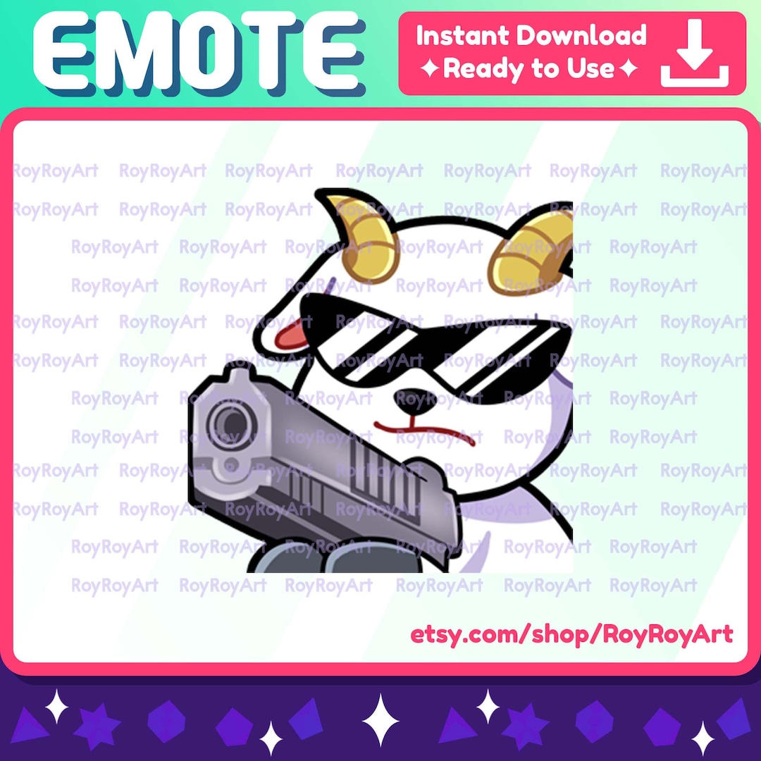 Twitch Emote Cool Goat Gun Emote / Sub Emoji - Etsy