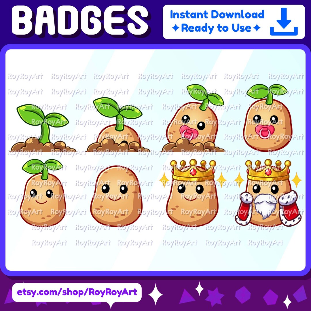 Twitch Sub Badges - Potato Cute Kawaii From Sprout / Badges Kick ...