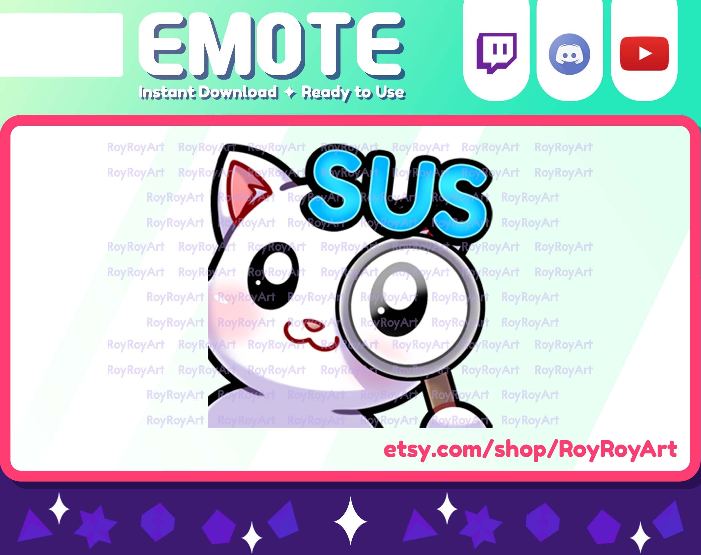Twitch Emote White Cat SUS Emote / Sub Emoji - Etsy UK