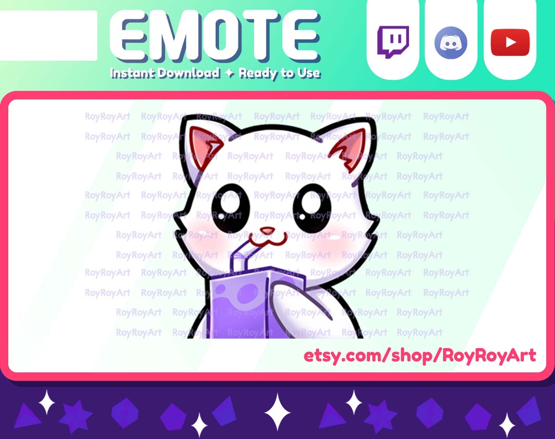 Twitch Emote - White Cat Sip Emote / Sub Emoji - Etsy