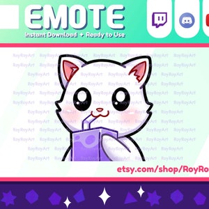 Twitch Emote - White Cat Sip Emote / Sub Emoji - Etsy