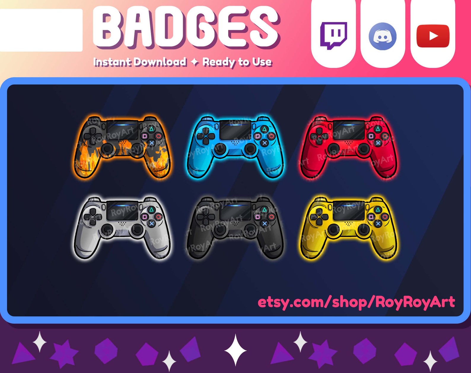 Twitch Sub Badges PS4 Controller Pack V1 - Etsy Australia