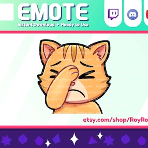 Twitch Emote - Orange Cat Facepalm Emote / Sub Emoji - Etsy
