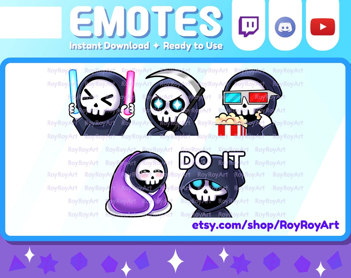 Twitch Emotes Halloween Grim Reaper Pack 4 / Rave Scythe - Etsy