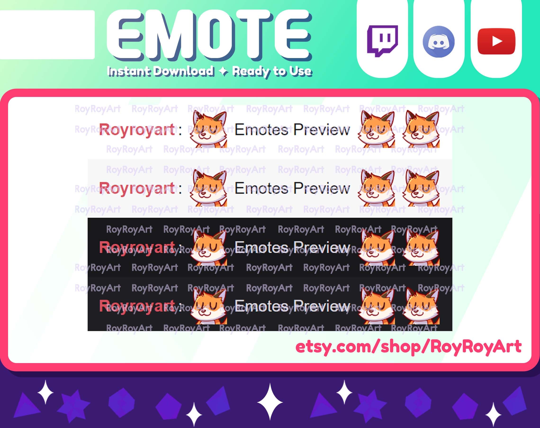 Twitch Emote - Cute Fox Kitsune Uwu Sub Emoji - Etsy UK