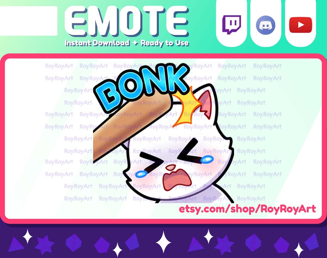 Twitch Emote - White Cat Bonk Emote / Sub Emoji - Etsy