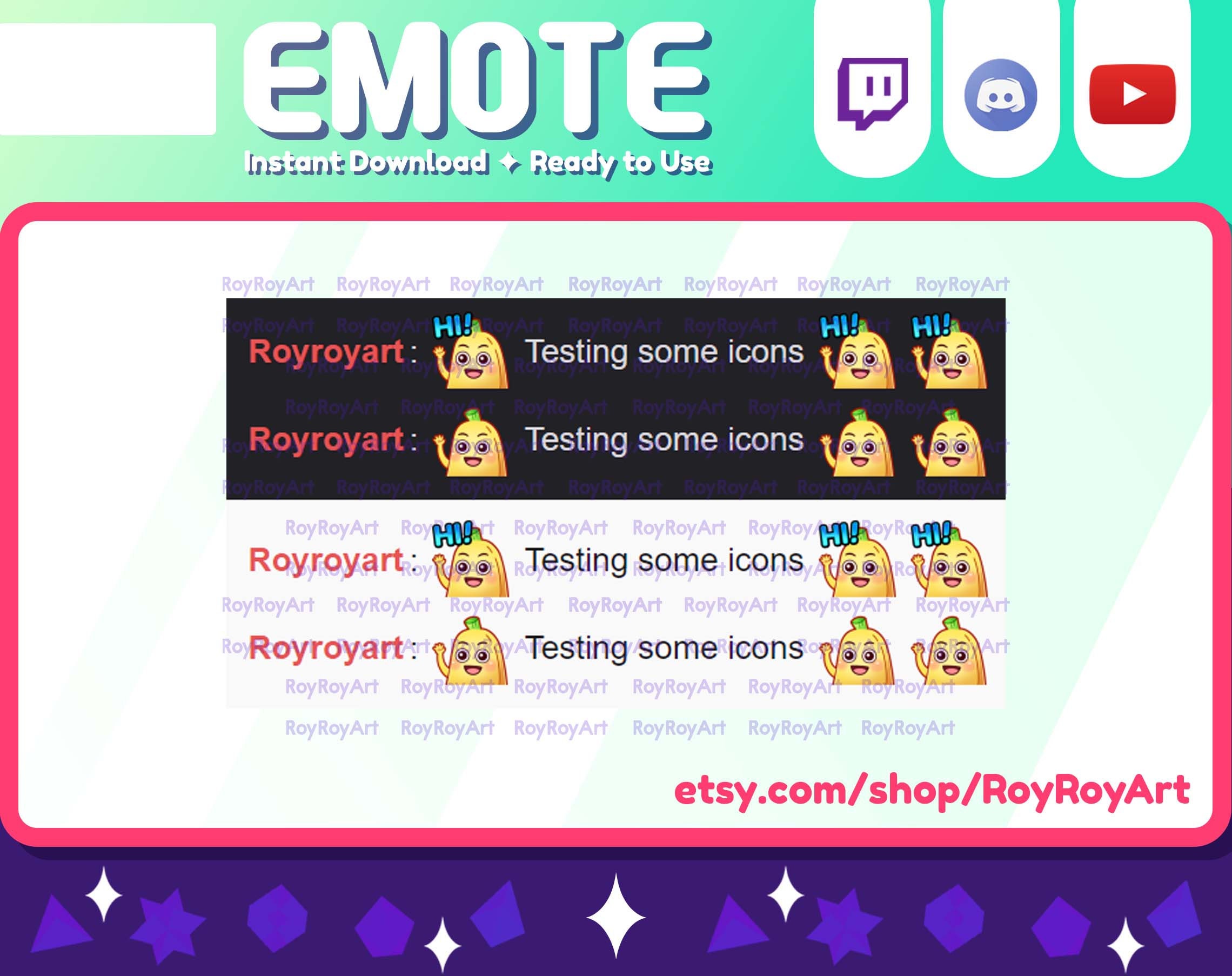 Twitch Emote Cute Banana Hi / Hello / Waving Emoji - Etsy