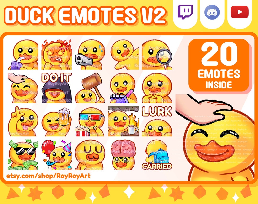 Twitch Emotes - Cute Yellow Duck Mega Pack V2 Include 20 Emotes - Etsy