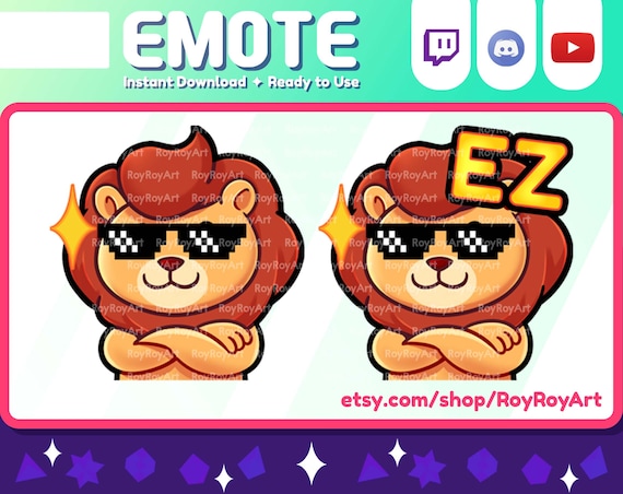 Twitch Emote Cute Lion GG EZ Thug Emote / Sub Emoji | Etsy
