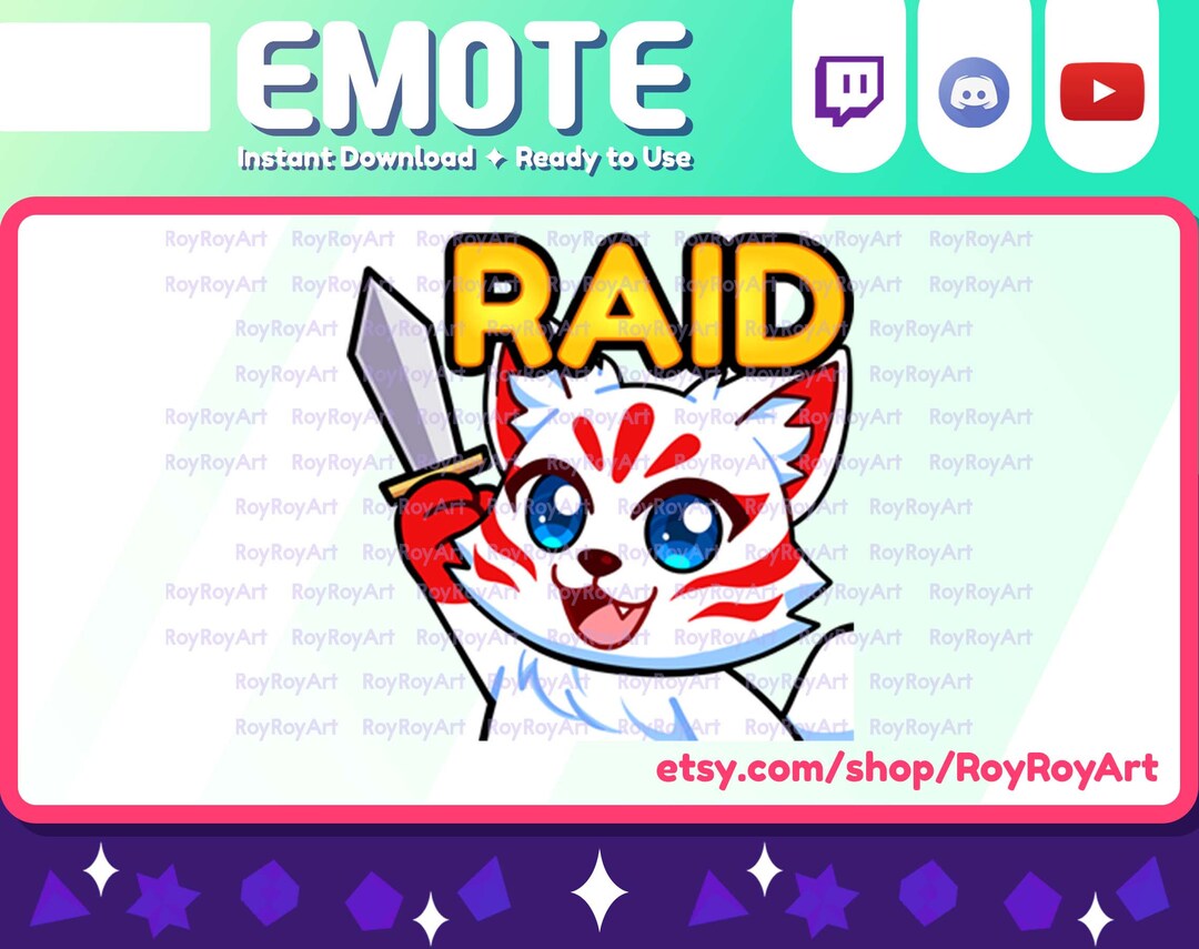Twitch Emote - Kitsune White Fox Raid Sub Emoji - Etsy