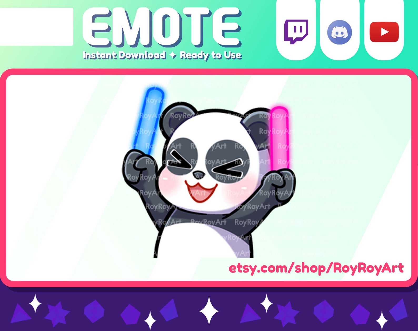 Twitch Emote Cute Panda Rave Lightstick Emote / Sub Emoji - Etsy