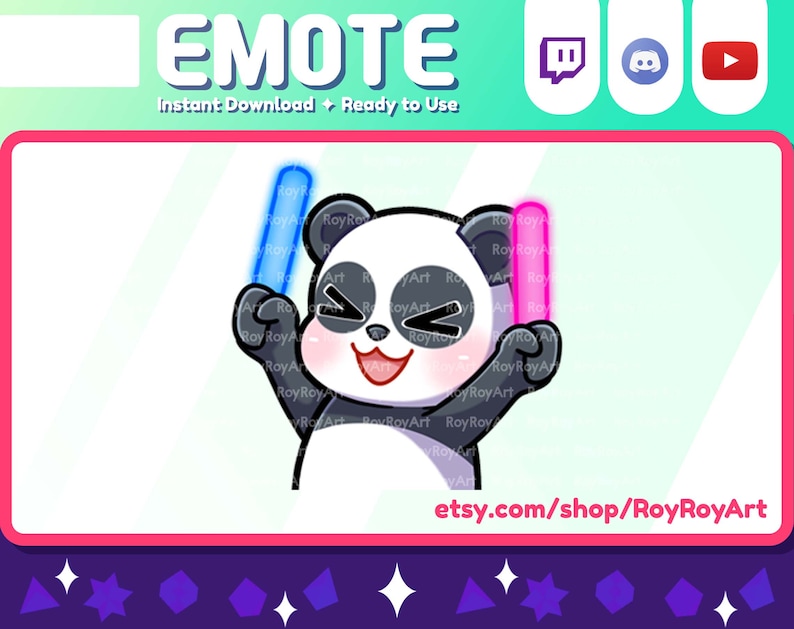 Twitch Emote Cute Panda Rave Lightstick Emote / Sub Emoji - Etsy