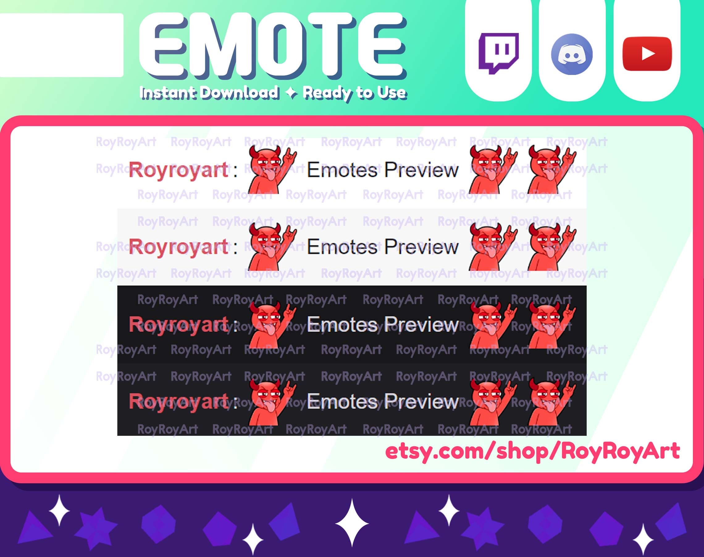 Twitch Emote - Cute Devil Evil Horn Rock Emote / Sub Emoji - Etsy