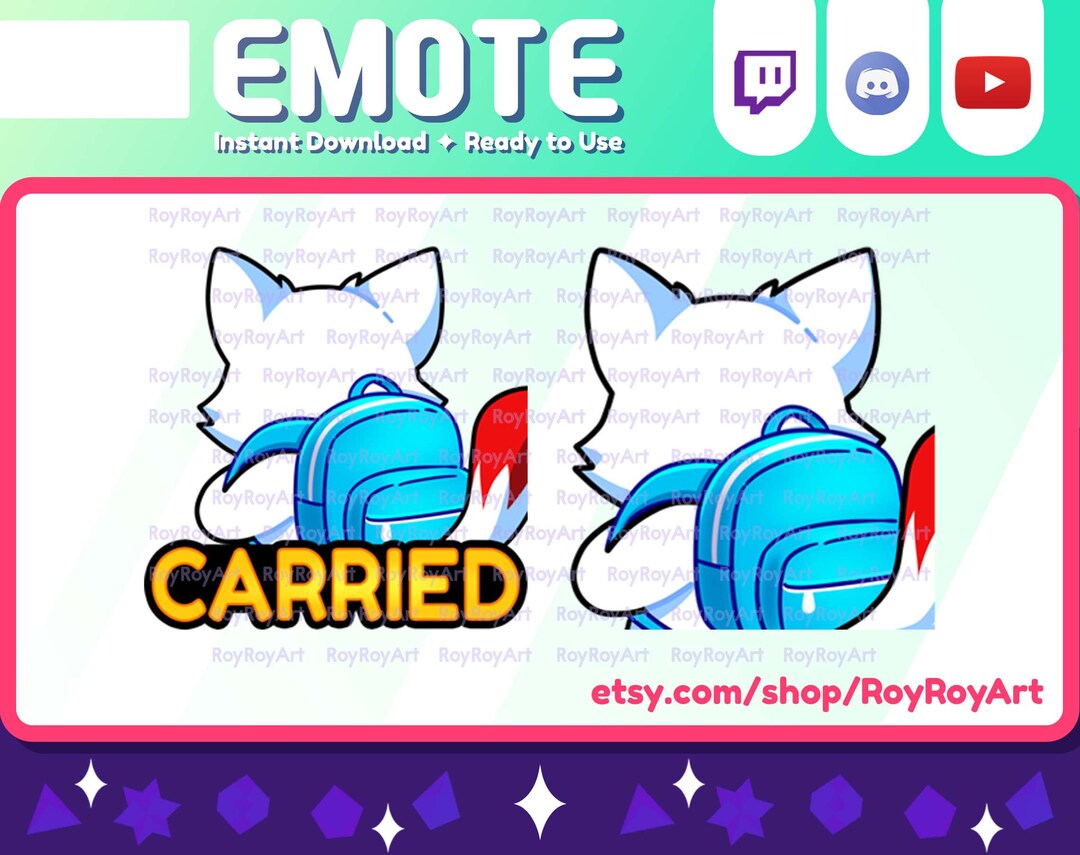 Twitch Emote - Kitsune White Fox Carried Carry Sub Emoji - Etsy