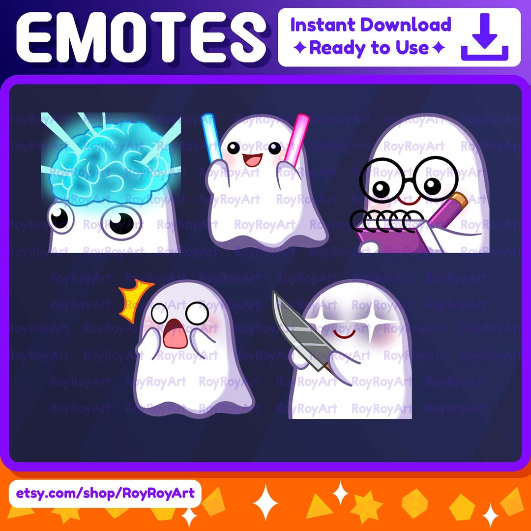 Twitch Emotes Halloween - Kawaii Ghost Emotes Pack 5 / Brain 200IQ ...