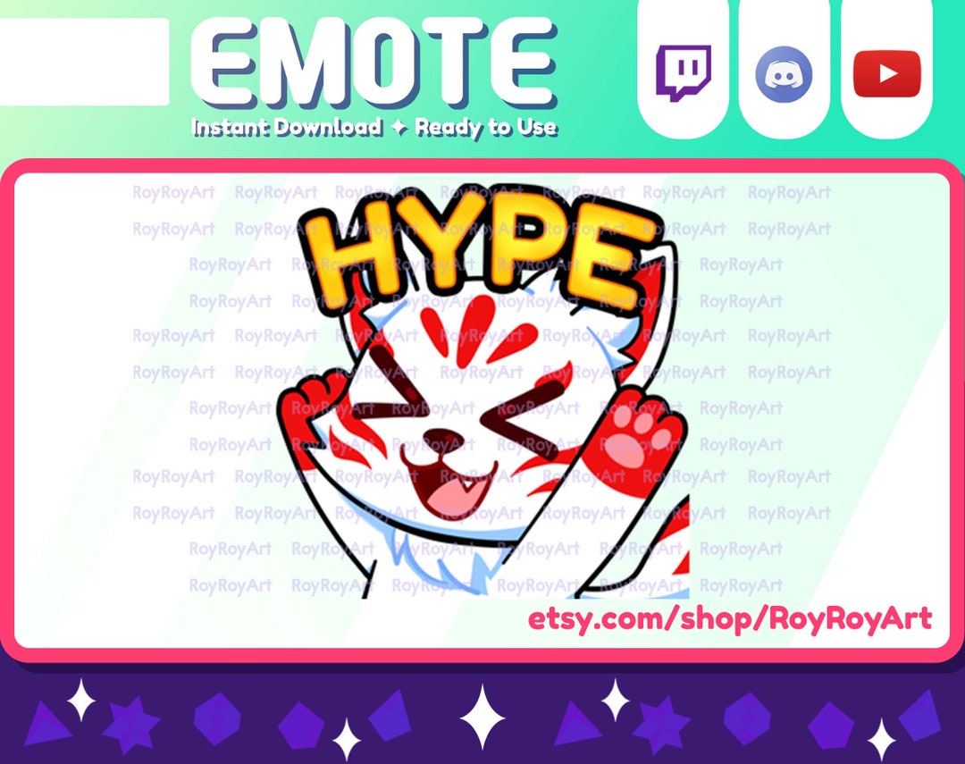 Twitch Emote - Kitsune White Fox Hype Sub Emoji - Etsy