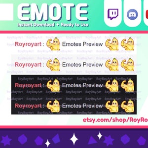 Twitch Emote - Cute Banana Strong Buff Power up Flexing Emote / Sub ...
