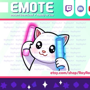 Twitch Emote - White Cat Rave Lightstick Emote / Sub Emoji - Etsy