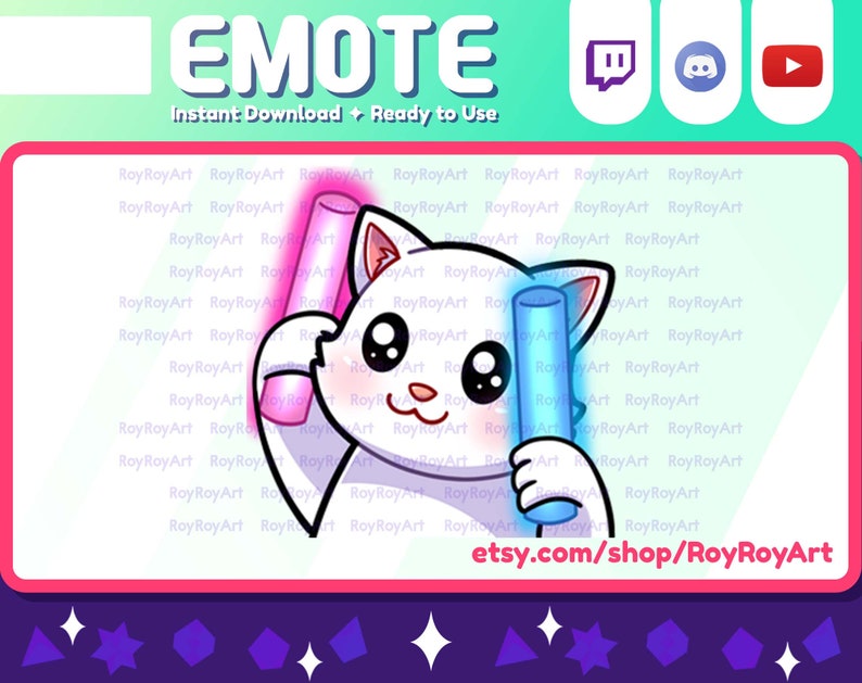 Twitch Emote White Cat Rave Lightstick Emote / Sub Emoji - Etsy