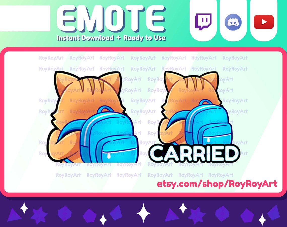 Twitch Emote Orange Cat Carry Carried Emote / Sub Emoji - Etsy