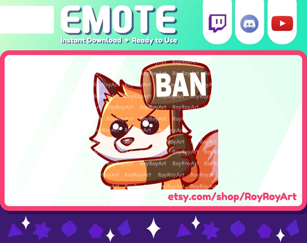 Twitch Emote - Cute Fox Kitsune Ban Hammer Sub Emoji - Etsy