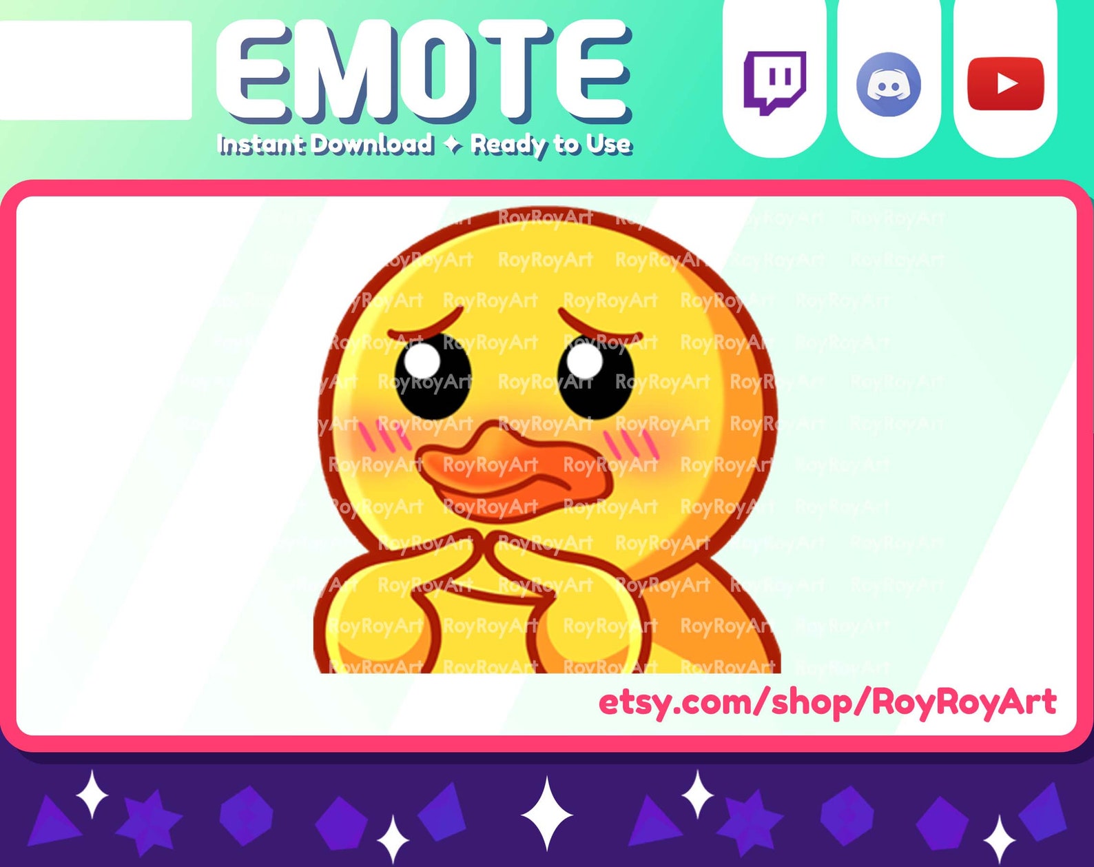 Twitch Emote - Cute Yellow Duck Emote Shy / Stream Sub Emoji - Etsy