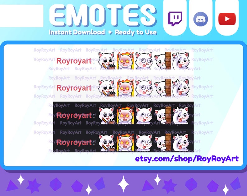 Twitch Emotes - White Cat Mega Pack Include 20 Emotes V2 - Etsy
