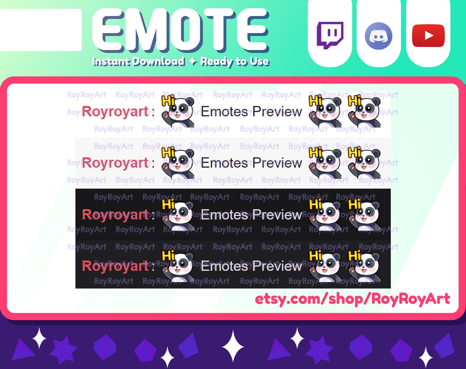 Twitch Emote Cute Panda Hi Hello Emote / Sub Emoji - Etsy