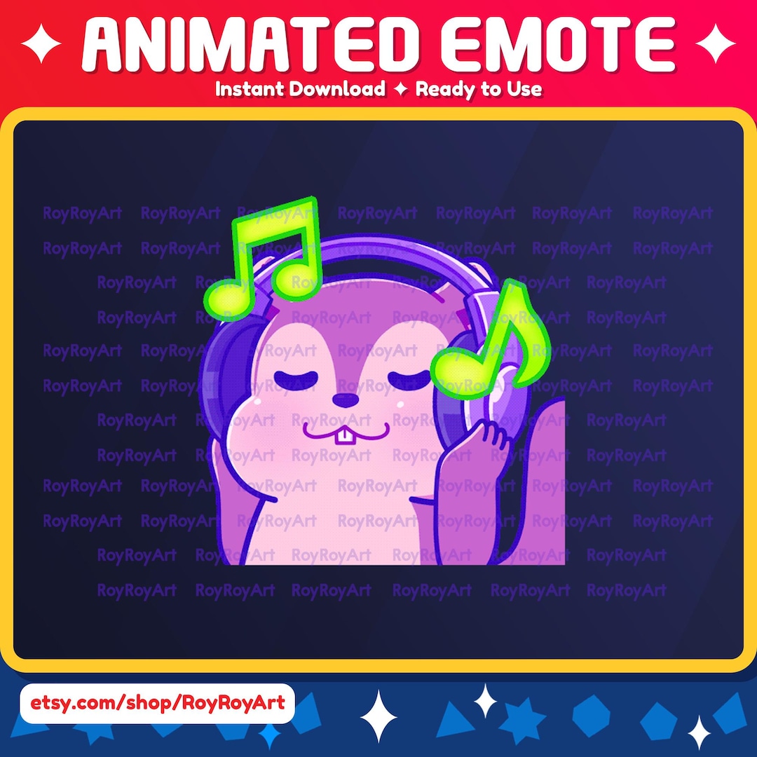 Twitch Emote Animated - Cute Squirrel Music Jam Party Vibing Emote ...