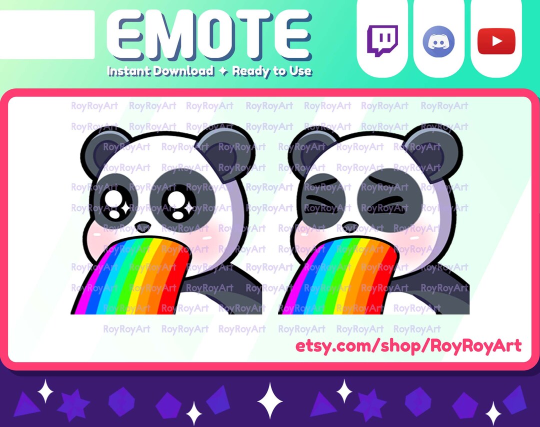 Twitch Emote - Cute Panda Rainbow Puke Emote / Sub Emoji - Etsy