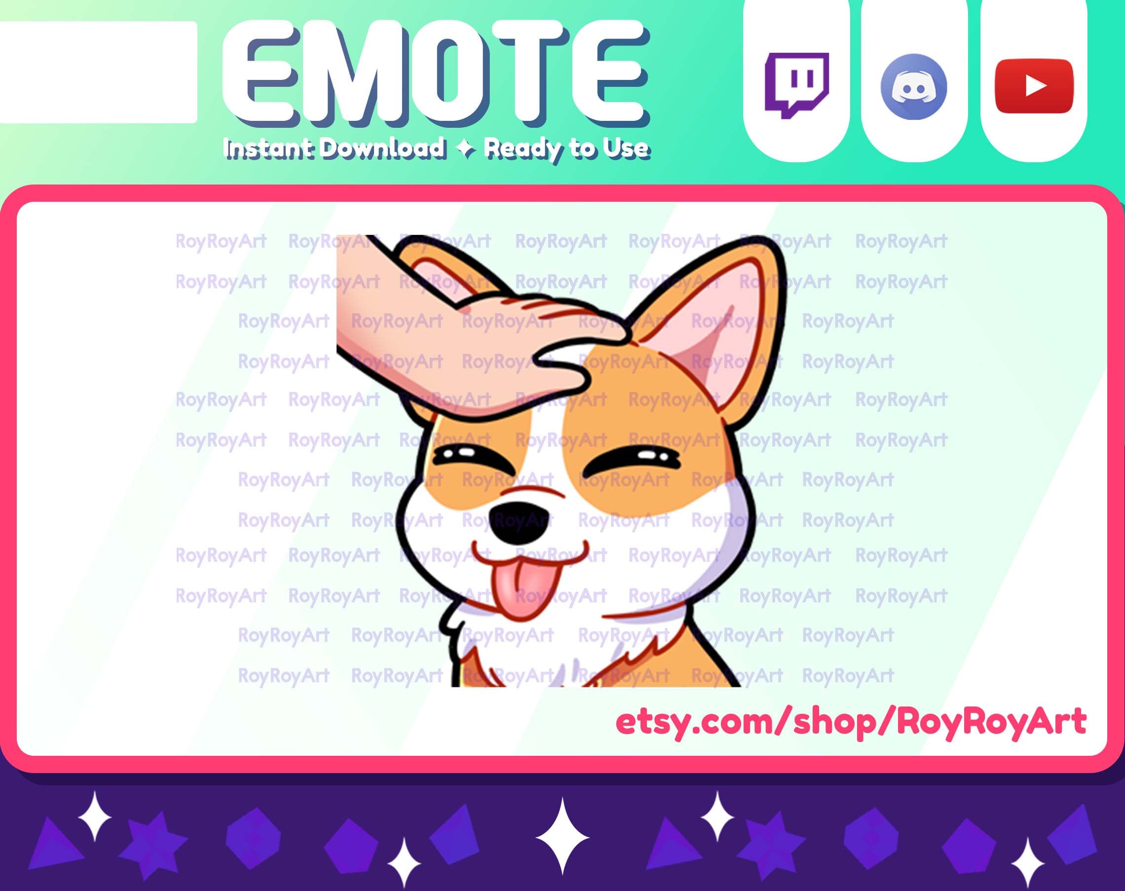 Twitch Emote - Cute Dog Corgi Head Pat Emote / Sub Emoji - Etsy