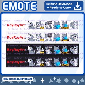 Twitch Emotes - Grey Wolf Pack 4 / Howling, GG, Ban, Buff Flexing ...