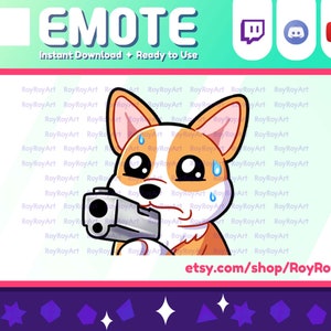 Twitch Emote Cute Dog Corgi Gun Emote / Sub Emoji - Etsy