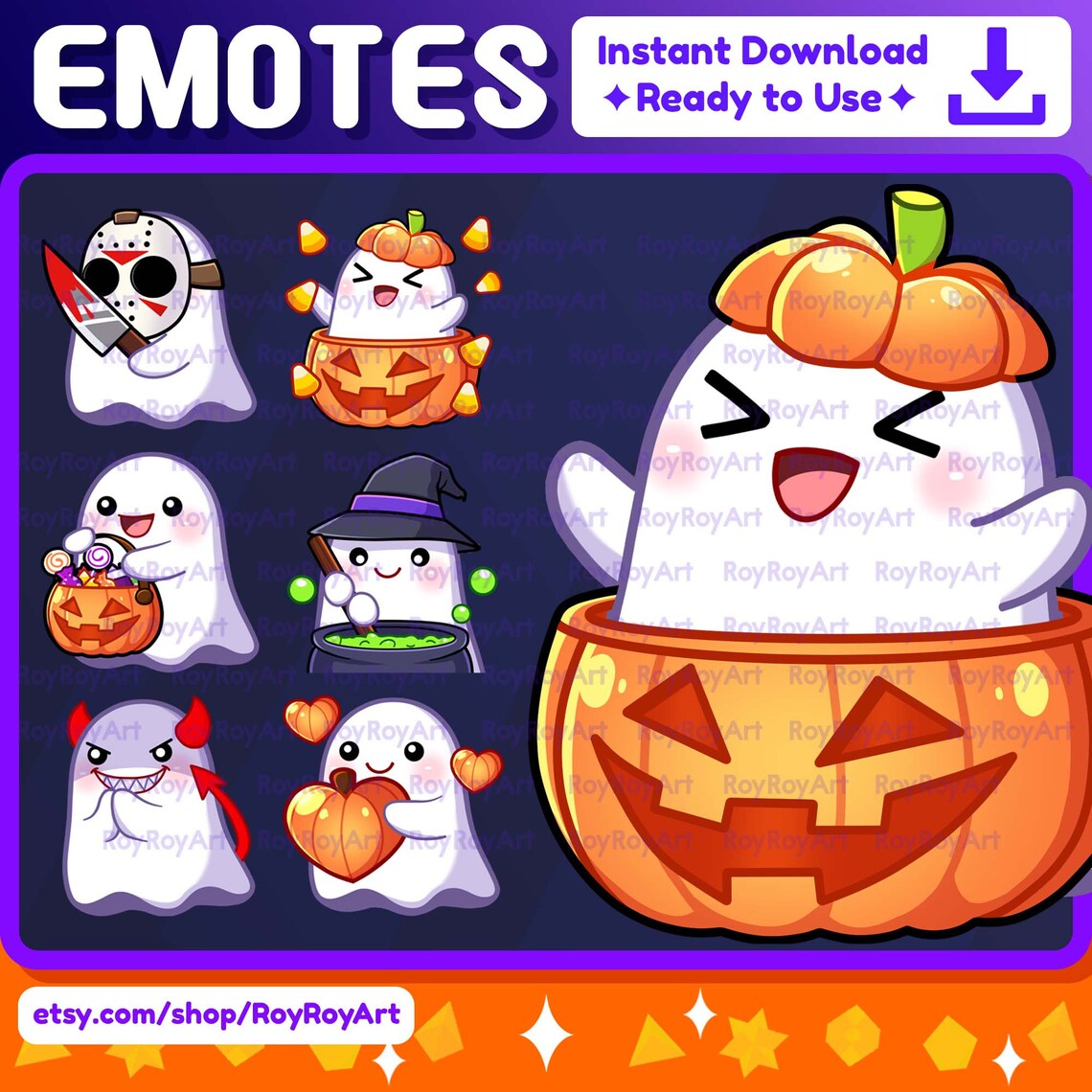 Halloween Twitch Emotes - Kawaii Ghost / Knife Horror, Witch, Candy ...