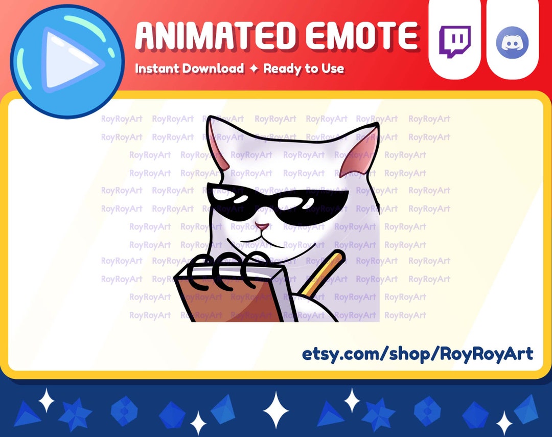 Twitch Emote Animated - Cool Cat Note Emote Animated - Etsy