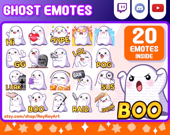 Twitch Emotes Kawaii Ghost Emotes Mega Pack / 20 Emotes - Etsy UK