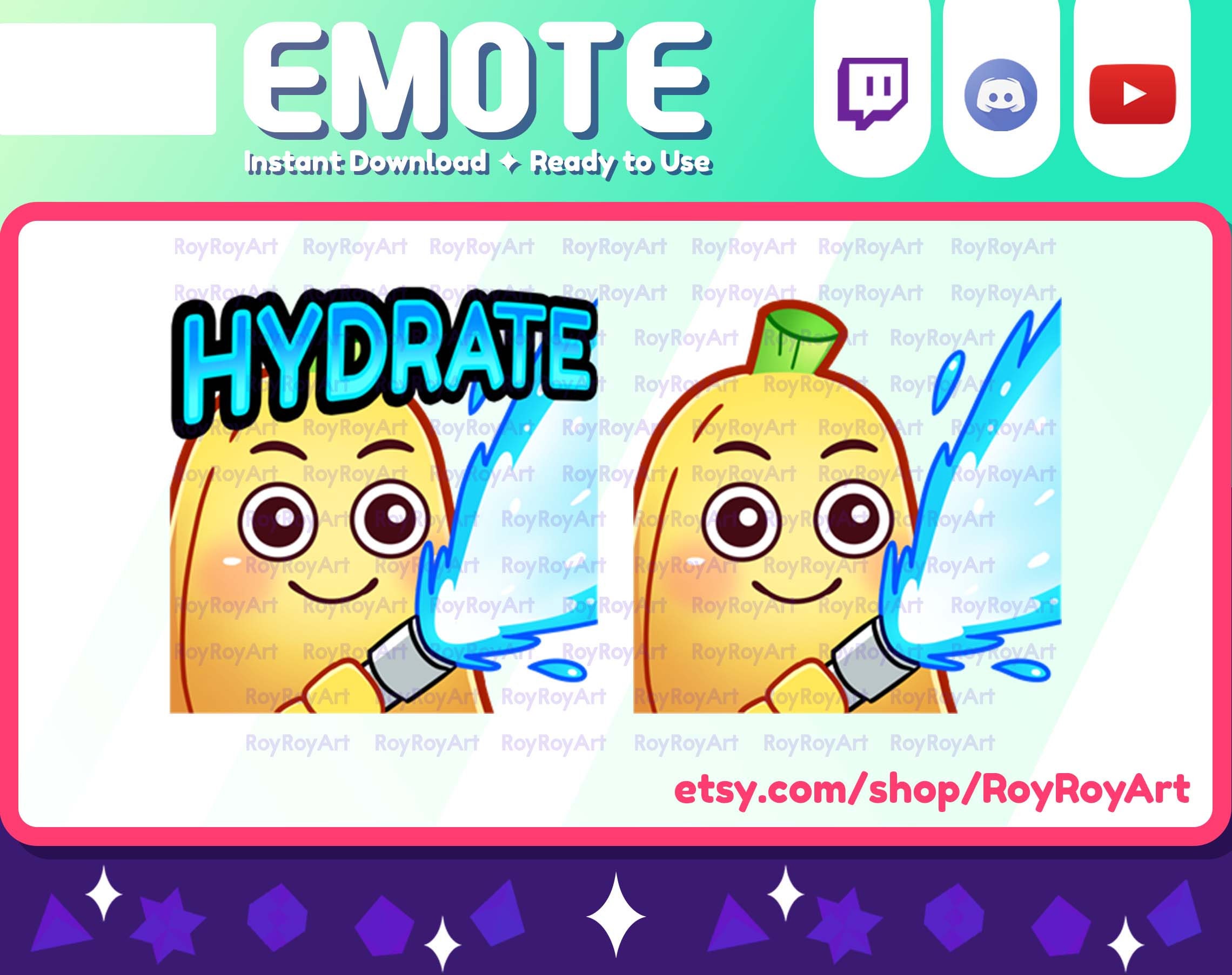 Twitch Emote Cute Banana Hydrate Emote / Sub Emoji - Etsy Finland