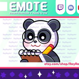 Twitch Emote - Cute Panda Taking Note Emote / Sub Emoji - Etsy