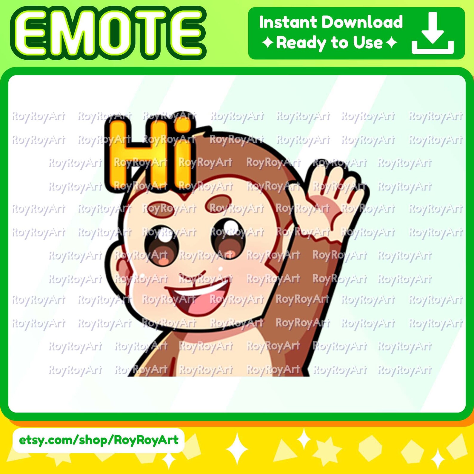 Twitch Emote - Cute Monkey Hi Hello / Sub Emoji Discord Kick - Etsy