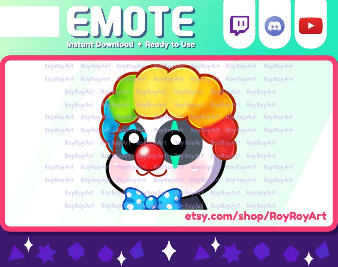 Twitch Emote - Cute Panda Clown Emote / Sub Emoji - Etsy