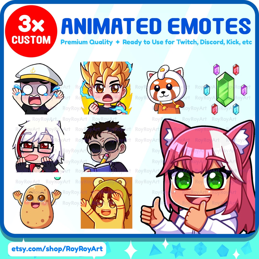 3x Custom Animated Emotes for Twitch/discord/kick/youtube/streaming ...