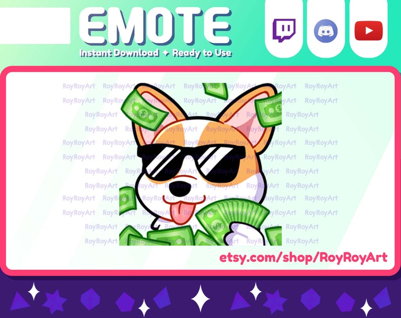 Twitch Emote - Cute Dog Corgi Money Dollar Emote / Sub Emoji - Etsy