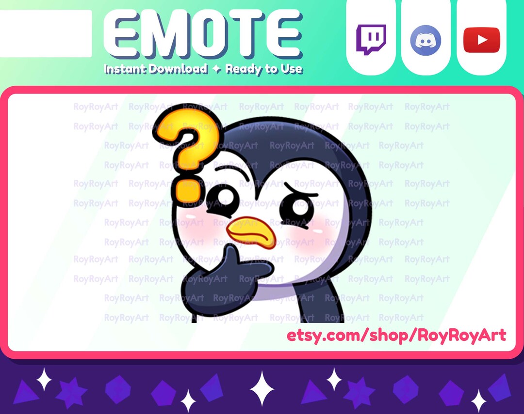 Twitch Emote - Cute Penguin Thinking Curious Question Emote / Sub Emoji ...
