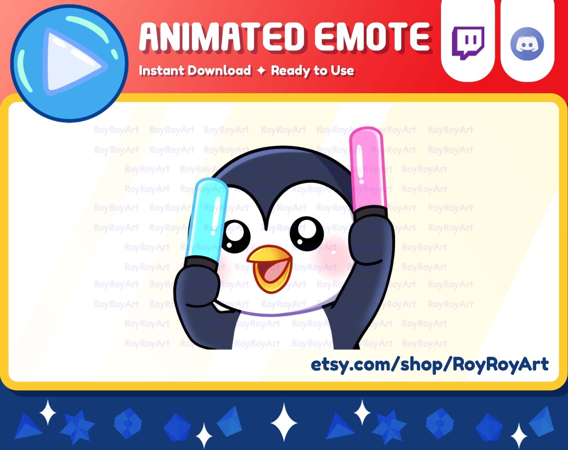 Twitch Emote Animated - Penguin Rave Dancing Party Lightsticks ...