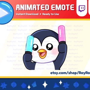 Twitch Emote Animated - Penguin Rave Dancing Party Lightsticks ...