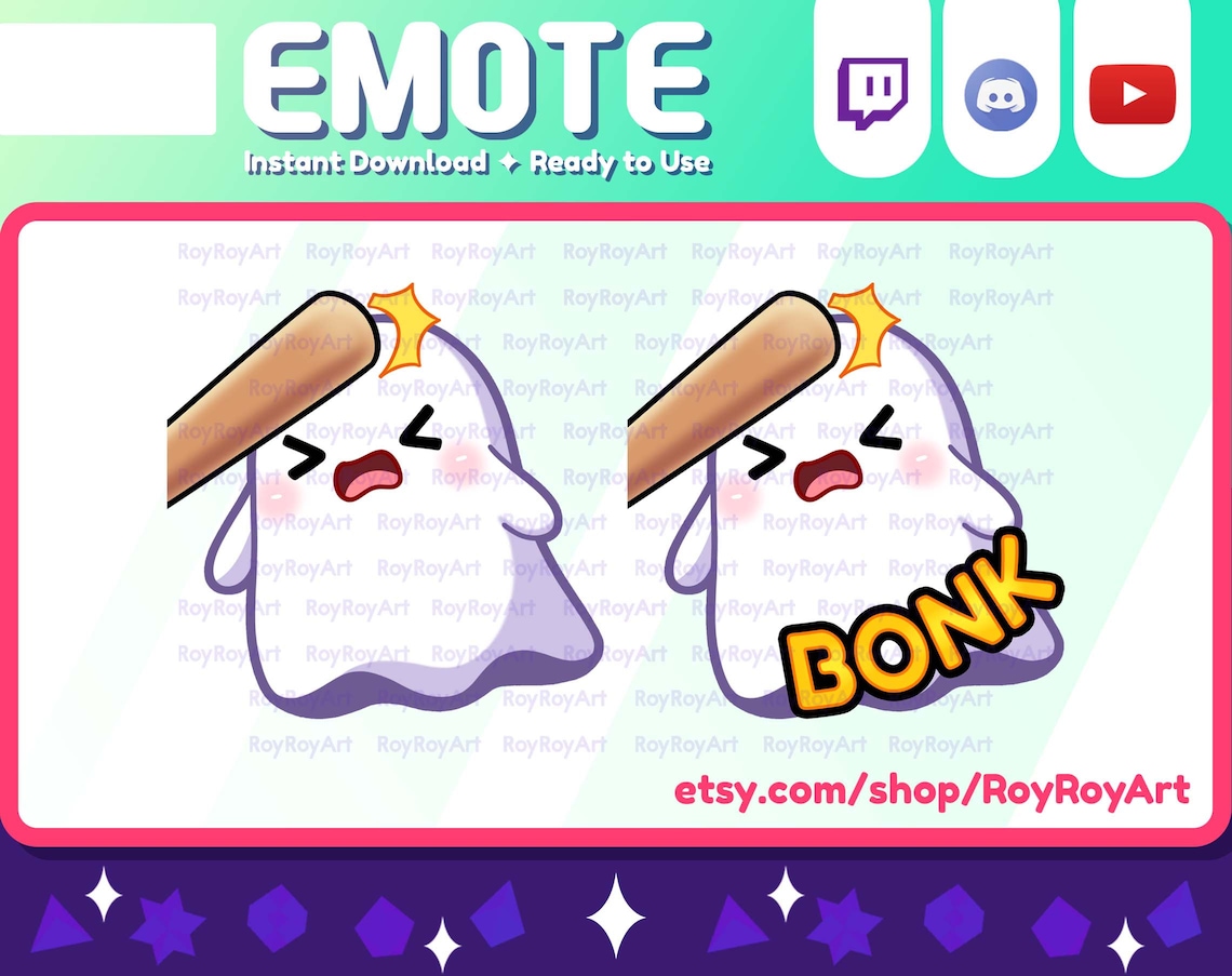 Twitch Emote Kawaii Ghost Bonk Emote / Sub Emoji - Etsy