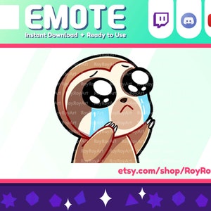 Twitch Emote - Cute Kawaii Sloth Crying Emote / Sub Emoji - Etsy